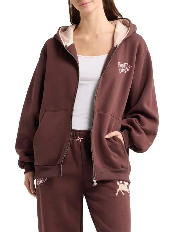 HAPPY CAMP3R Fawn Love Full Zip Hoodie - Espresso