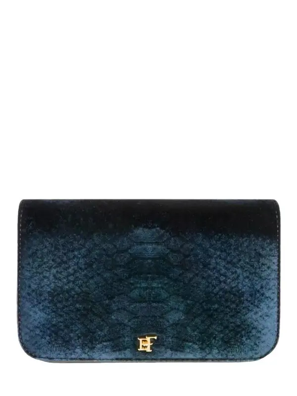 Elisabetta Franchi Velvet Shoulder Bag With Crocodile Print - Blue