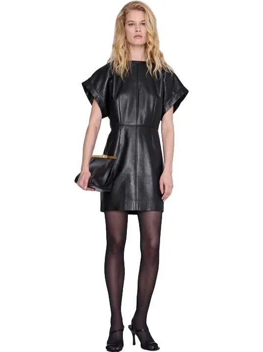 ANINE BING Zelie Recycled Leather Dress - Black
