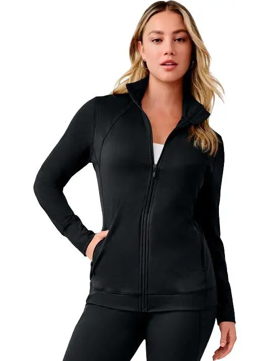 Roaman's Soft Sculpt Full Zip Athletic Jacket - Black