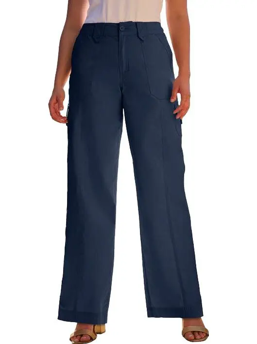 Roaman's Wide Leg Cargo Pants - Navy