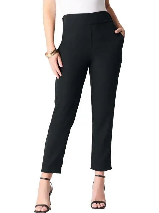 Roaman's Bi Stretch Straight Leg Pull On Ankle Pant - Black