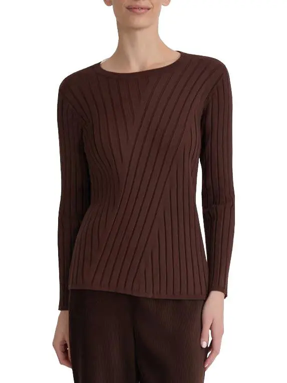 Jones New York Wide Rib Crewneck Sweater - Coffee Bean