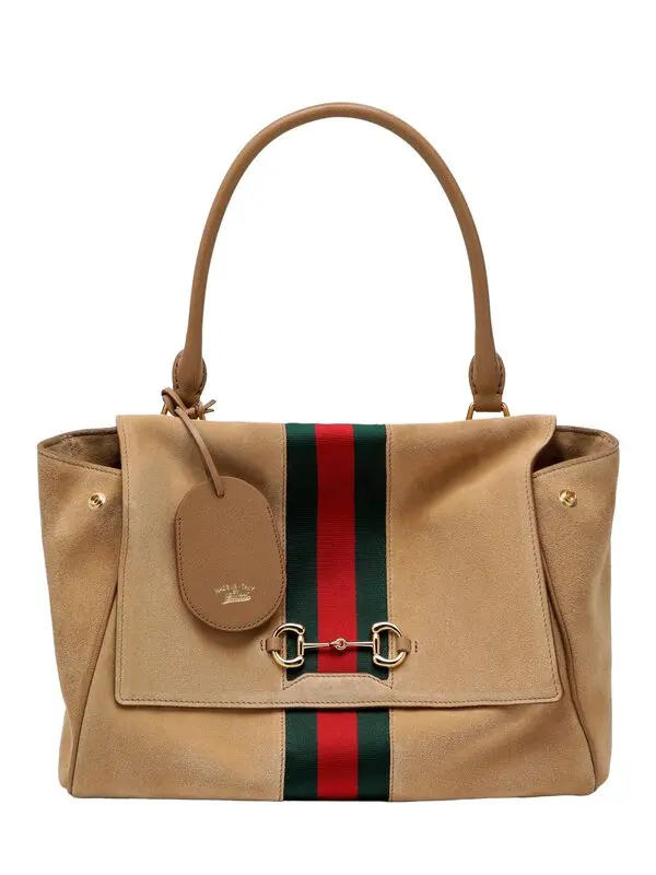 Gucci Medium Paparazzo Handbag In Sand-coloured Suede - Cream