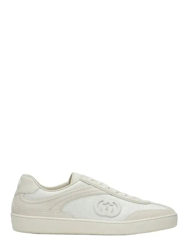 Gucci Sneakers With Gg Cross In Leather And Mesh - White