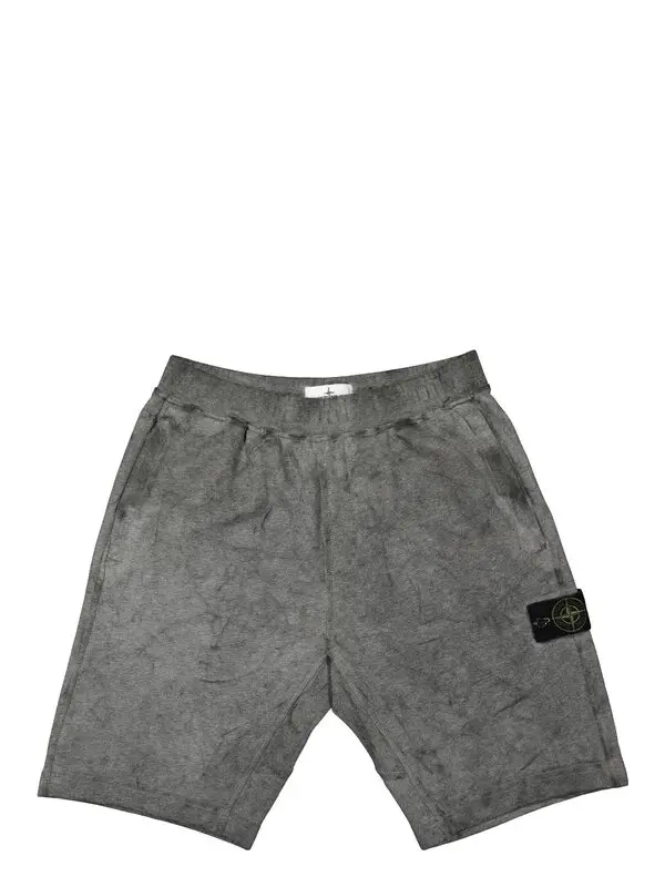 Stone Island Patch Logo Fleece Shorts 'melange Black - Black/grey
