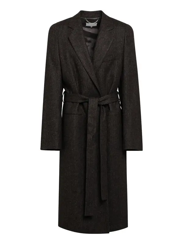 MAISON MARGIELA Belted Coat With Herringbone Pattern - Brown