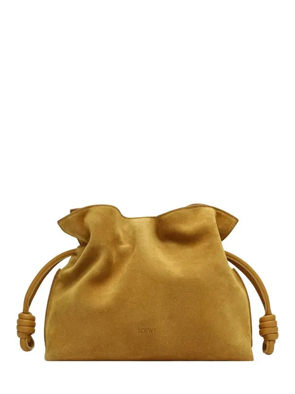 Loewe Medium Ochre Flamenco Bag In Suede - Yellow
