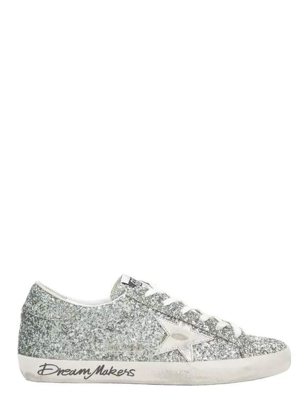 GOLDEN GOOSE Super-star Sneakers In Glitter With Degrade Effect - Silver