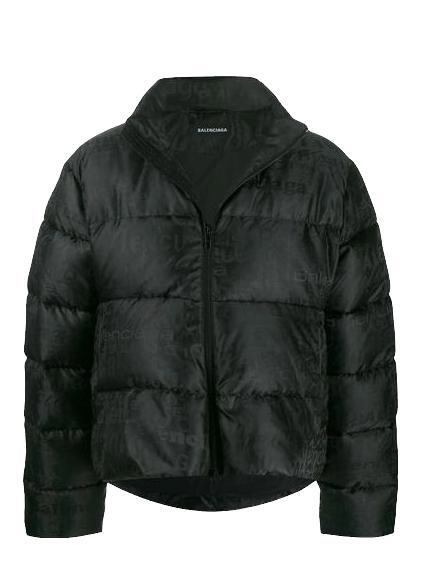 Balenciaga Embroidered Logo Puffer Jacket - Black