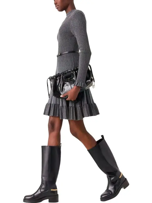 Maje Short Gradient Knit Dress - Grey