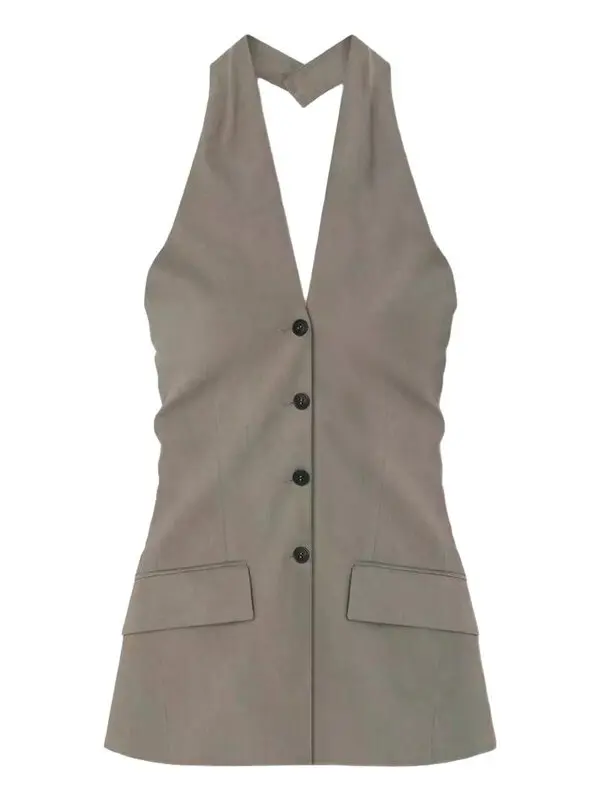 Nanushka Tarsila Tailored Halterneck Top - Grey