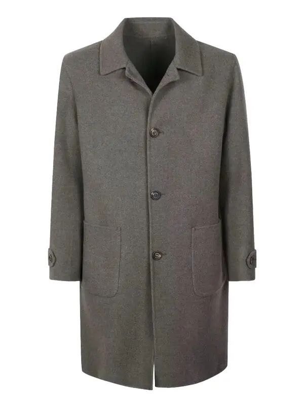 Eleventy Button-up Patch-pocket Coat - Grey