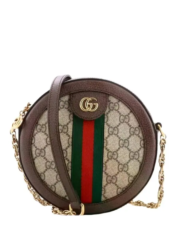 Gucci Ophidia Round Shoulder Bag Gg Coated Canvas Mini Crossbody Bag - Brown