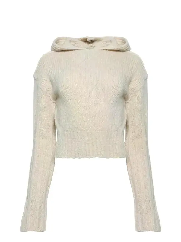 Rick Owens Cropped Chunky-knit Hooded Jumper - Neutrals