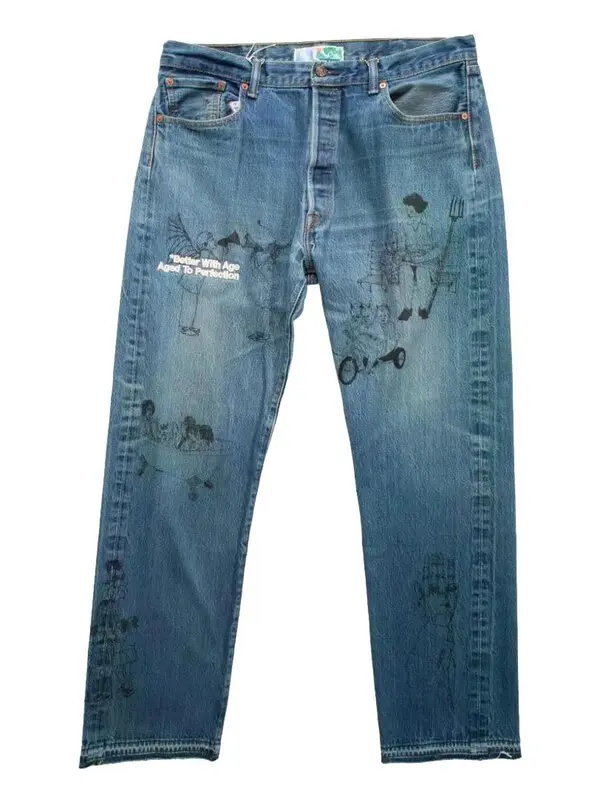 BETTER WITH AGE Gene Graphic-print Straight-leg Jeans - Blue