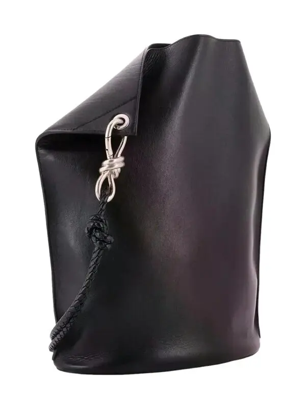 Bottega Veneta Knot Shoulder Bag Leather Medium Bucket Bag - Black