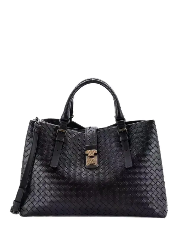 Bottega Veneta Roma Bag Intrecciato Nappa Medium Tote Bag - Black