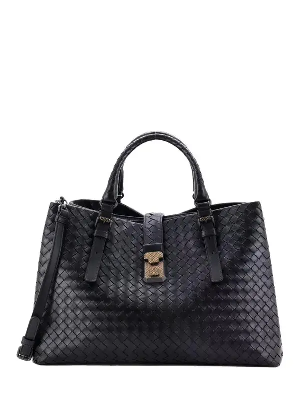 Bottega Veneta Roma Bag Intrecciato Nappa Medium Tote Bag - Black