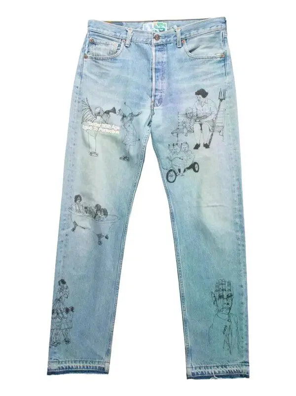 BETTER WITH AGE Gene Graphic-print Jeans - Blue
