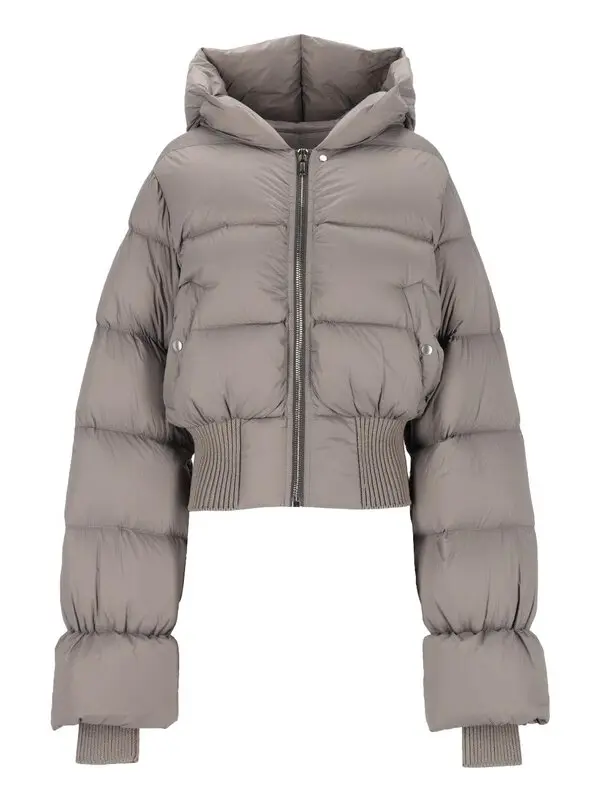 Rick Owens Short Down Jacket With Hood - Green