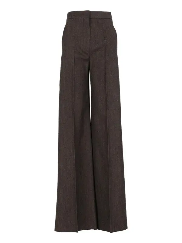 Max Mara Denim-effect Wool Trousers - Brown
