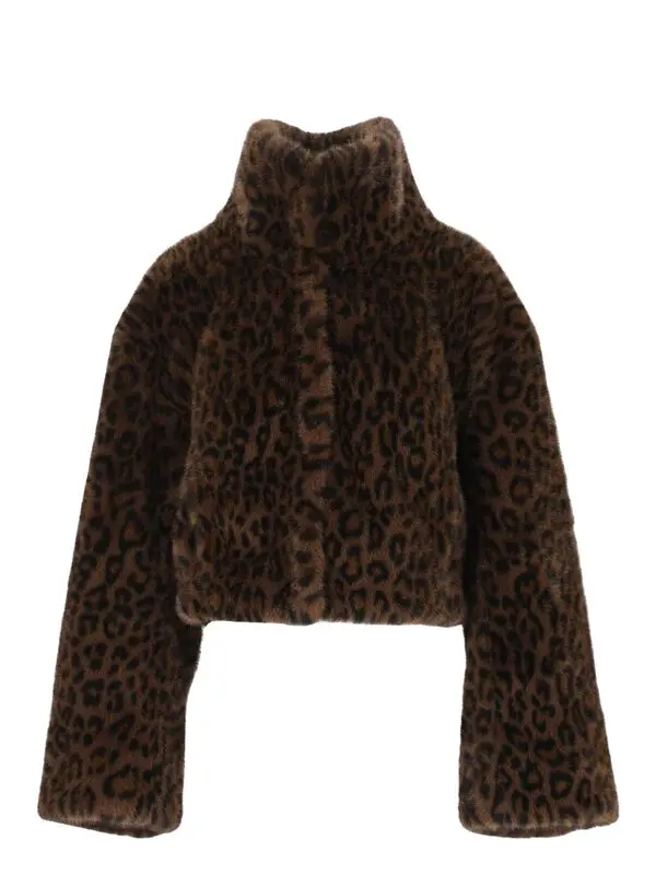 ROTATE BY BIRGER CHRISTENSEN Short Leopard-print Faux Fur Jacket - Multicolor