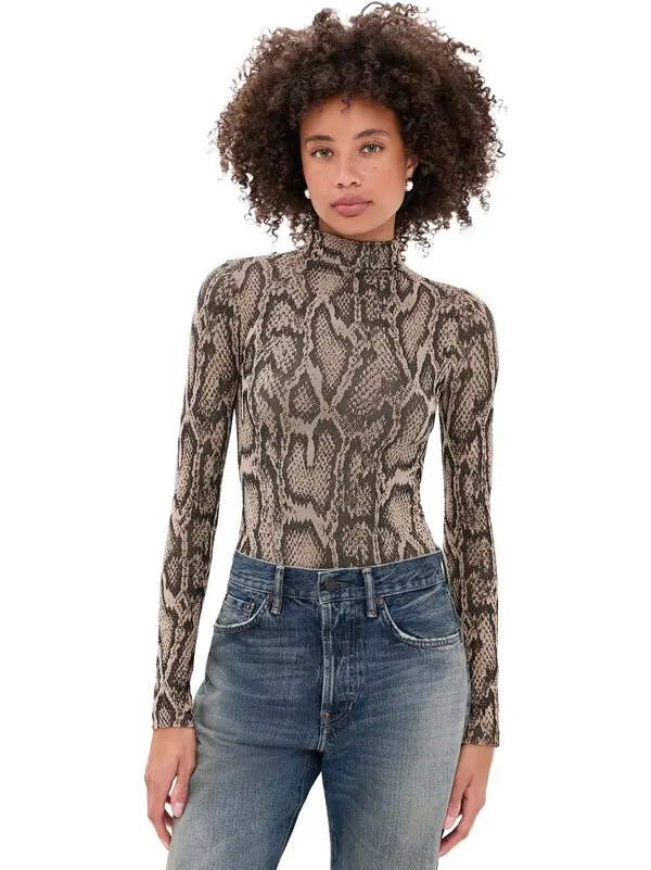 Wolford Shimmering Python Thong Bodysuit - Desert Python