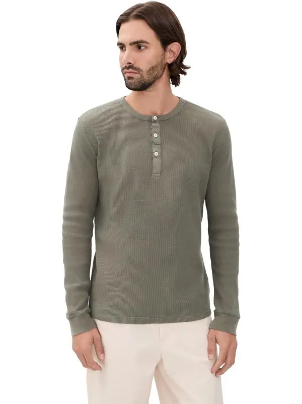 Joe's Jeans Long Sleeve Henley Waffle Tee - Tea Leaf