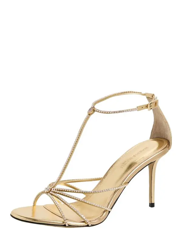 Mach & Mach Daisy Shiny Nappa Cage Stiletto Sandals - Light Gold