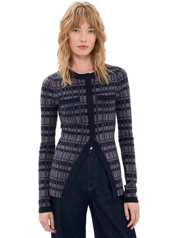 FAVORITE DAUGHTER The Draper Cardigan - Navy Plaid