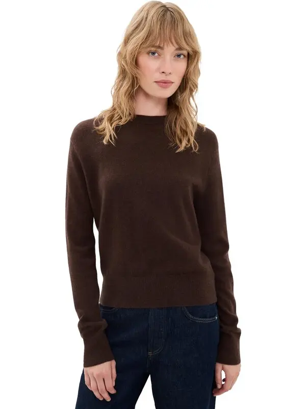 WHITE & WARREN Cashmere Crew Pullover - Coffee Bean
