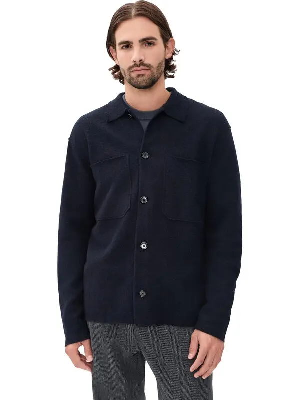 Nn07 Jonas Full Button Shacket - Navy Blue