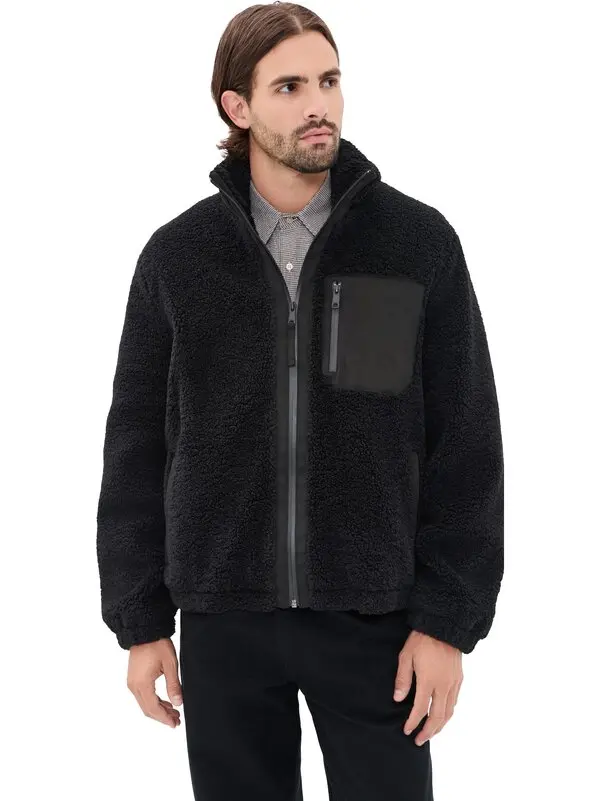 Vince Faux Sherpa Zip Jacket - Black