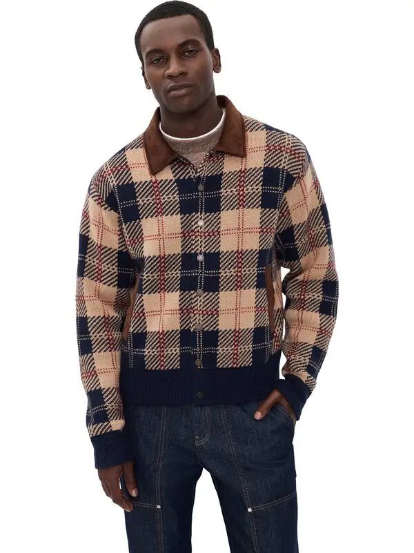 Guest In Residence Tartan Bomber Jacket - Camel Combo