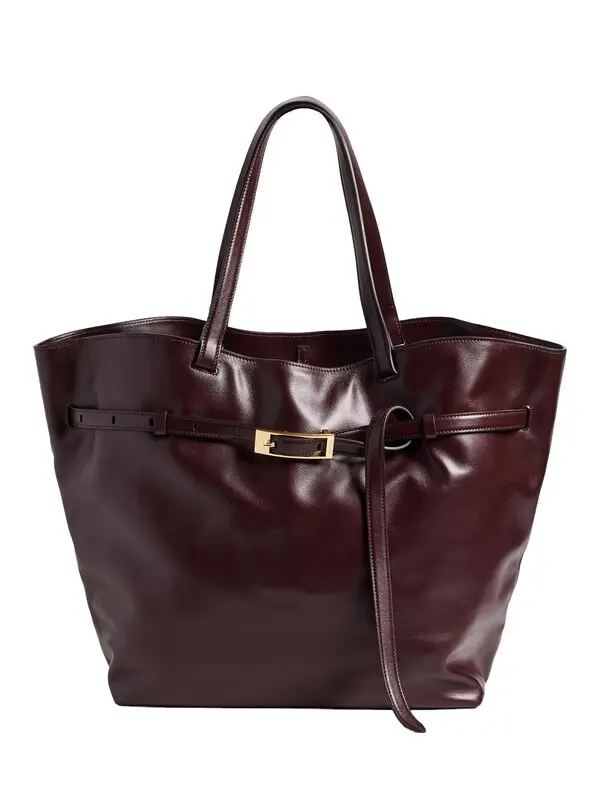 ANINE BING Elly Small Grained Leather Tote - Fig