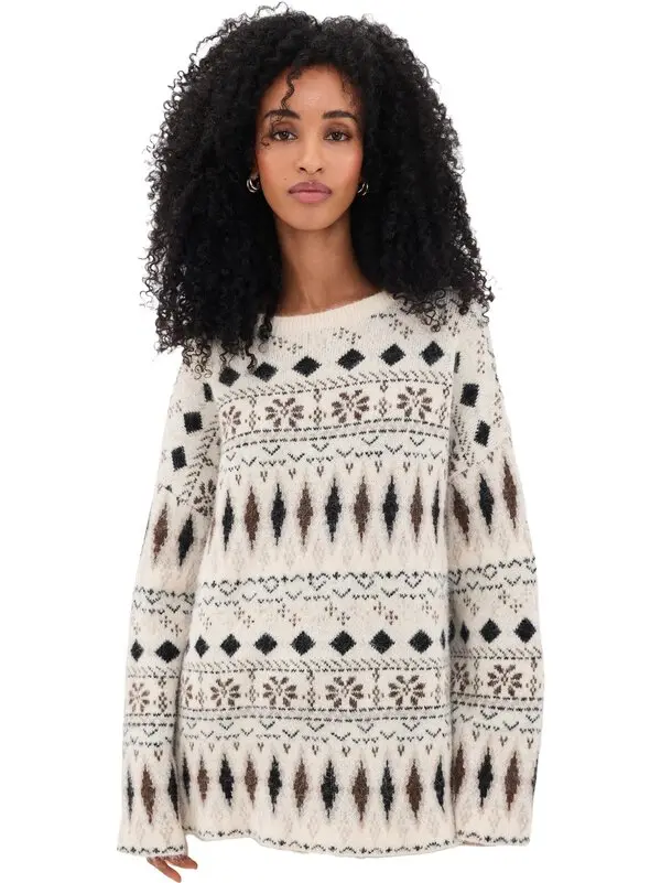 VRG GRL Hayes Fair Isle Knit Sweater - Cream