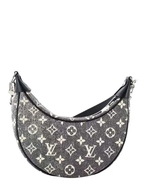 LOUIS VUITTON Loop Handbag Monogram Jacquard Denim Hobo Bag - Black