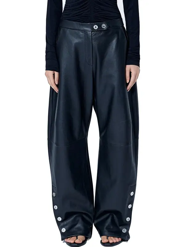 Sportmax Wide-leg Leather Trousers - Black