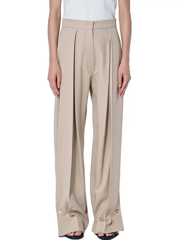 Sportmax Wide-leg Pleated Trousers - Cream