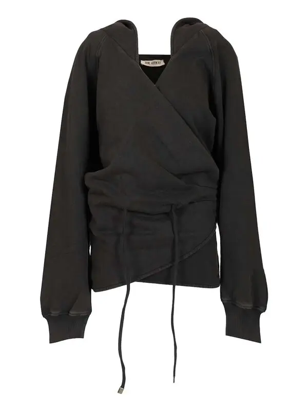 Attico Jersey Sweatshirt Dress - Black