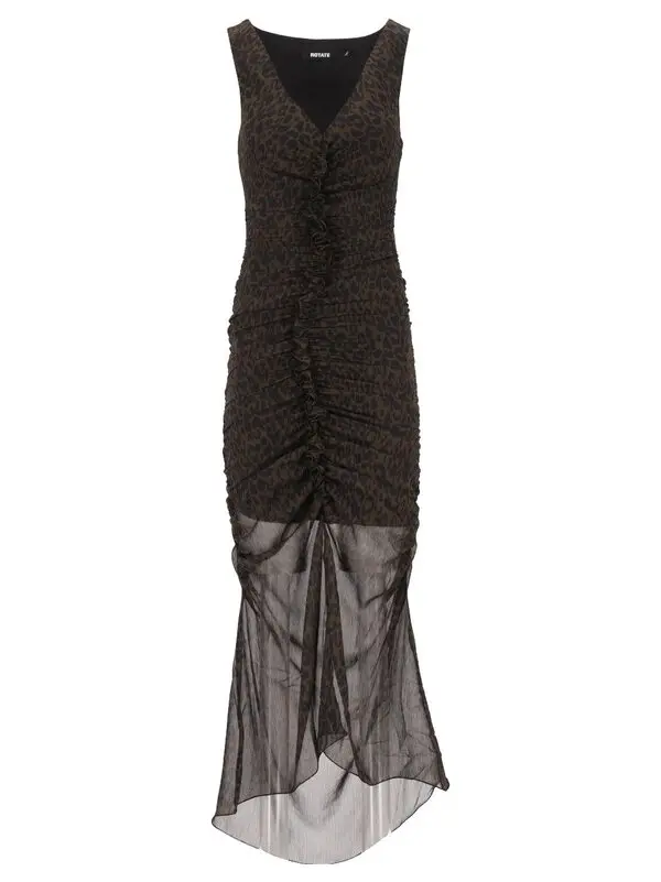ROTATE BY BIRGER CHRISTENSEN Ruched Leopard-print Midi Dress - Multicolor
