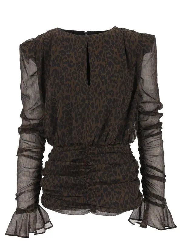 ROTATE BY BIRGER CHRISTENSEN Ruched Leopard-print Mini Dress - Multicolor