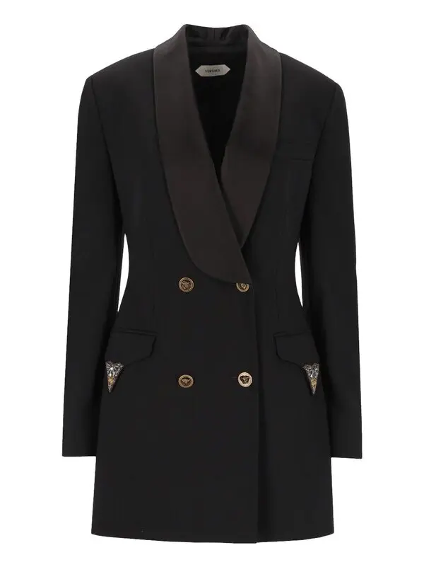 Versace Double-breasted Evening Blazer - Black