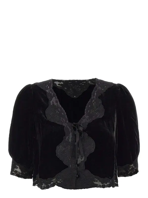 Rixo Ursula Velvet Top - Black