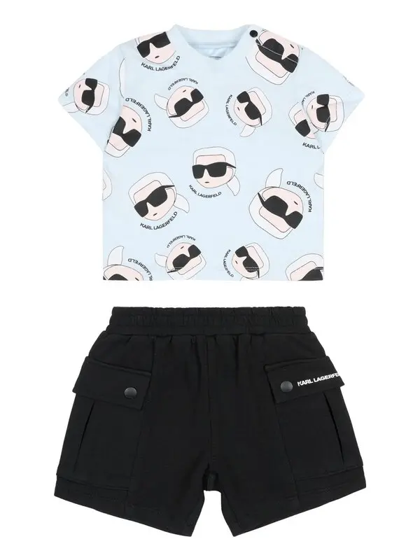 Karl Lagerfeld Ikonik Karl Cargo Shorts Set - Black