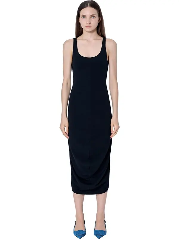 Jacquemus La Regata Draped Midi Dress - Black
