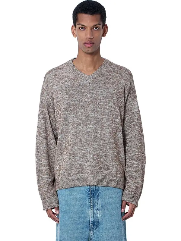 MAISON MARGIELA V-neck Knit Sweater - Brown