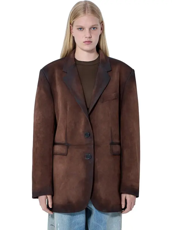 Acne Studios Distressed Suede Blazer - Brown