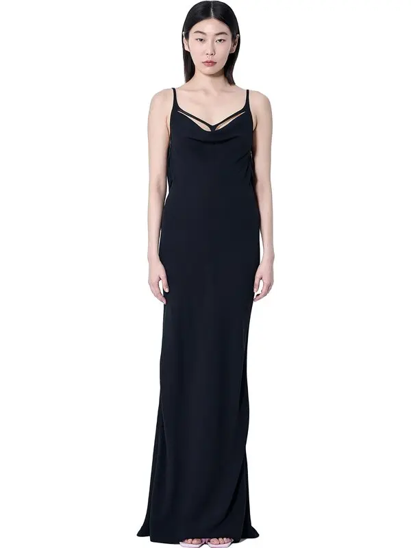 MUGLER Crepe Maxi Dress - Black